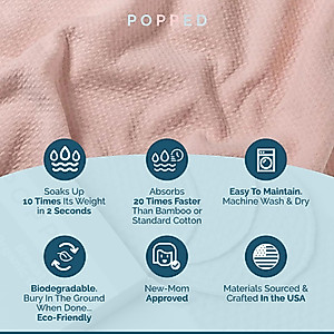 Popped Organic Cotton Breast Pads | Reusable and Washable Nursing Pads | Extra Absorbent Breastfeeding Pads | 1 Day Pair, 1 Night Pair (Pink, 4.5")