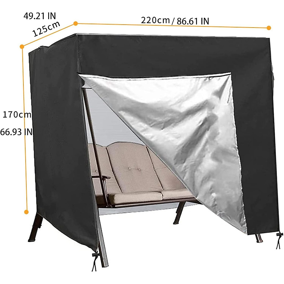 Outdoor Swing Cover 3 Seater Hammock Patio Cover Furniture Garden Glider Chair Cover Heavy Duty Patio Furniture Covers All Weather Protection 87" Lx49'' Wx67'' H