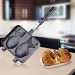 Hovico Taiyaki Japanese Fish-Shaped Pancake Double Pan, Waffle Cake Maker Pan Fish-Shaped Pancake Double Pan Mold for Home DIY Cooking Party Dessert