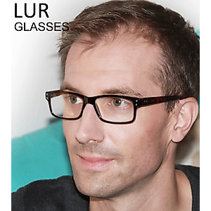 LUR READING GLASSES 6 Pack Spring Hinge Comfort Plastic Readers (Clear)