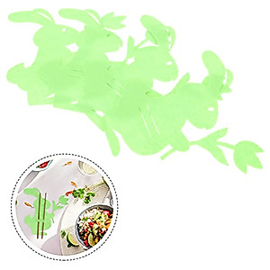 ABOOFAN 8pcs Easter Bunny Utensil Cutlery Holder Pouch Bags Rabbit Silverware Sleeve Fork Spoon Pocket Easter Table Decoration for Holiday Spring Easter Party Light Green