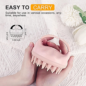 AIMIKE Hair Scalp Massager Shampoo Brush, Soft Silicone Scalp Brush Hair Scrubber, Hair Washing Scalp Exfoliator Brush for Dandruff, Shower Hair Scrubber & Wet Dry Scalp Massager - Pink