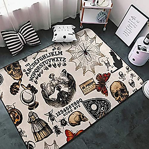 NiYoung Luxury Modern Thick Soft Vintage Skull Skeleton Spider Web Witch Board Gothic Area Rug for Living Room Bedroom Playroom Dormitory Home Decor Non-Slip Carpet Large Floor Mat (Size 5 x 3 Feet)