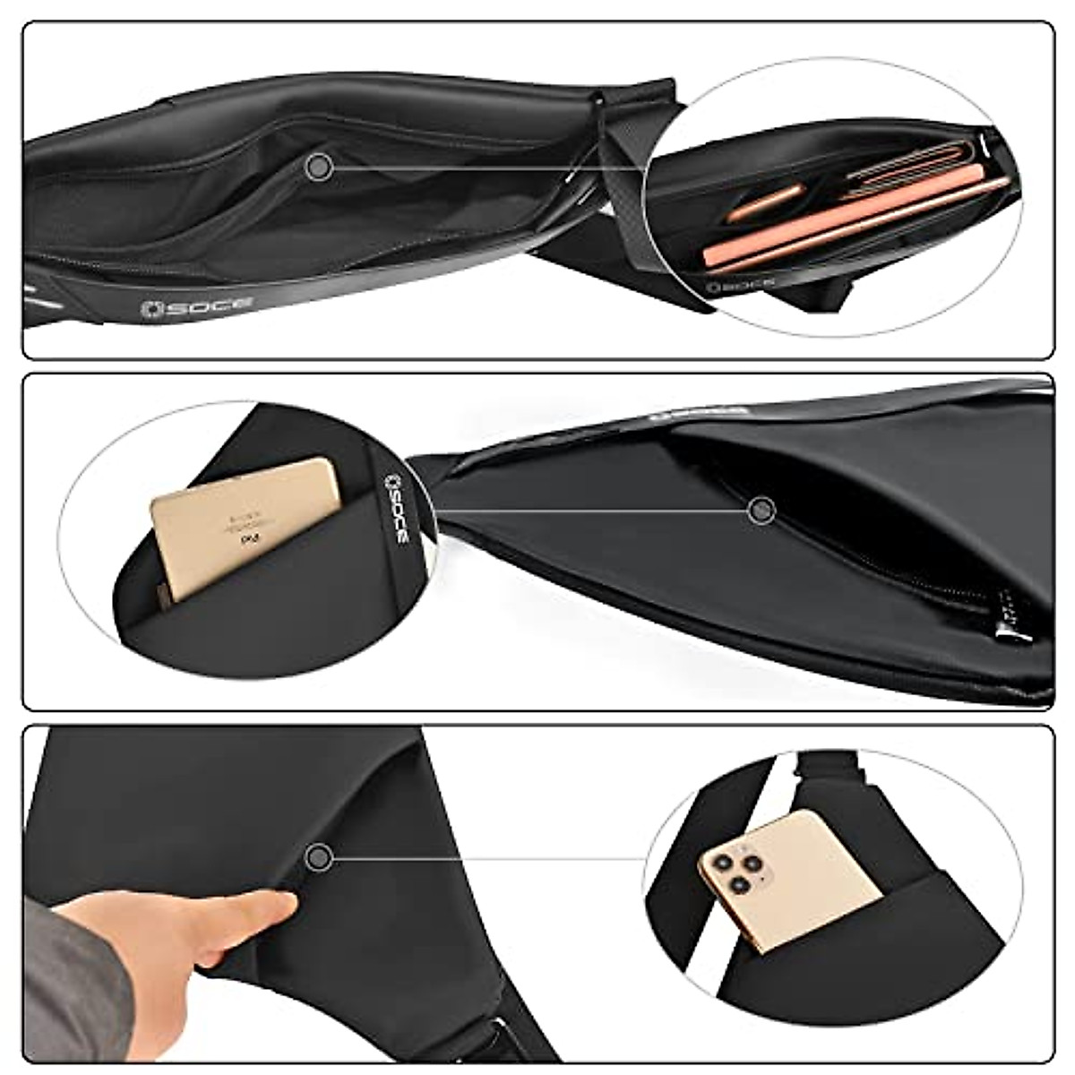 OSOCE Anti Theft Sling Crossbody Chest Bag Waterproof Shoulder Backpack Sling Chest Crossbody Bag Cover Pack Rucksack Bicycle Sport