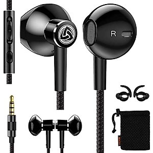 LUDOS SPECTA Wired Earbuds in-Ear Headphones, Earphones with Microphone for Clear Calls, Strong Bass, Sound-Dynamic, Noise Isolating, for iPhone, iPad, Samsung, Laptop, Computer, Smartphones, Tablets