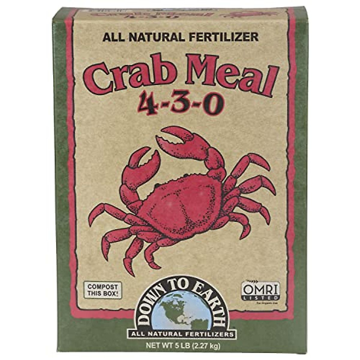 Down to Earth Organic Crab Meal Fertilizer Mix 4-3-0, 5 lb