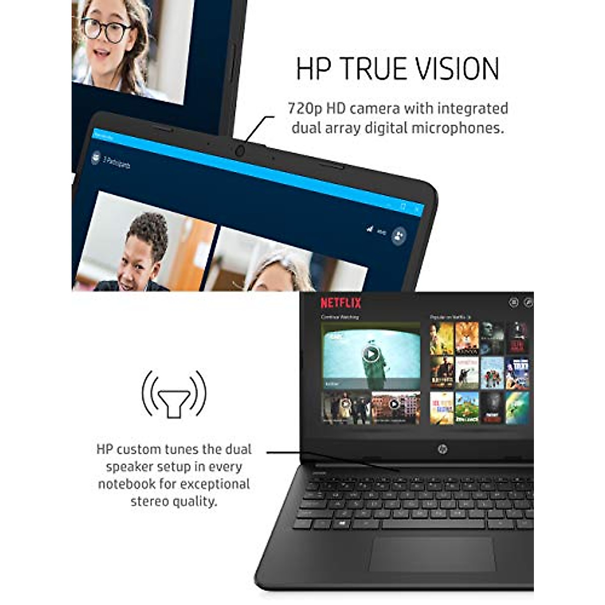 HP 14 Laptop, AMD 3020e, 4 GB RAM, 64 GB eMMC Storage, 14-inch HD Touchscreen, Windows 10 Home in S Mode, Long Battery Life, Microsoft 365, (14-fq0050nr, 2020)