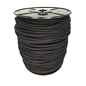 GREAT WHITE Black Sash Cord, 8 x 1,200' Spool (1/4") Cotton Tie Down Camping, Clothesline, Rigging, Crafts, Theater, Window Replacement, Entertainment Spot Cord DIY Home Improvement USA