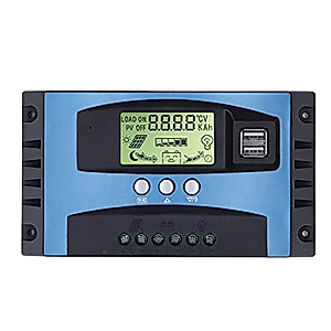 MPPT Solar Controller, 12V 24V Aluminum Alloy High Efficiency Accurate Display Full Protection Solar Panel Regulator for Home(40A)