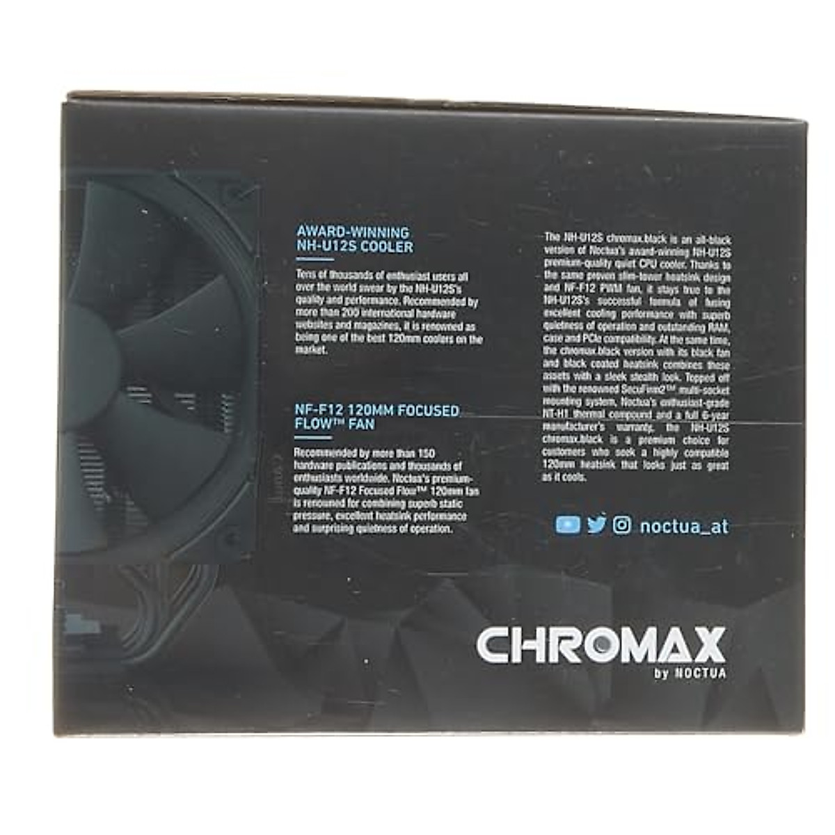 Noctua NH-U12S chromax.Black, 120mm Single-Tower CPU Cooler (Black)