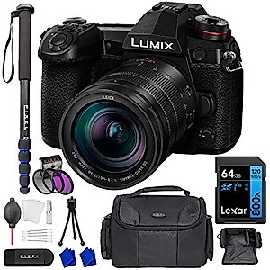 Panasonic Lumix G9 Mirrorless Camera, 20.3 Megapixels Plus 80 Megapixel High-Resolution Mode with Leica Vario-Elmarit 12-60mm F2.8-4.0 Lens, 3", Black | DC-G9LK | Extended 3 Years Panasonic Warranty