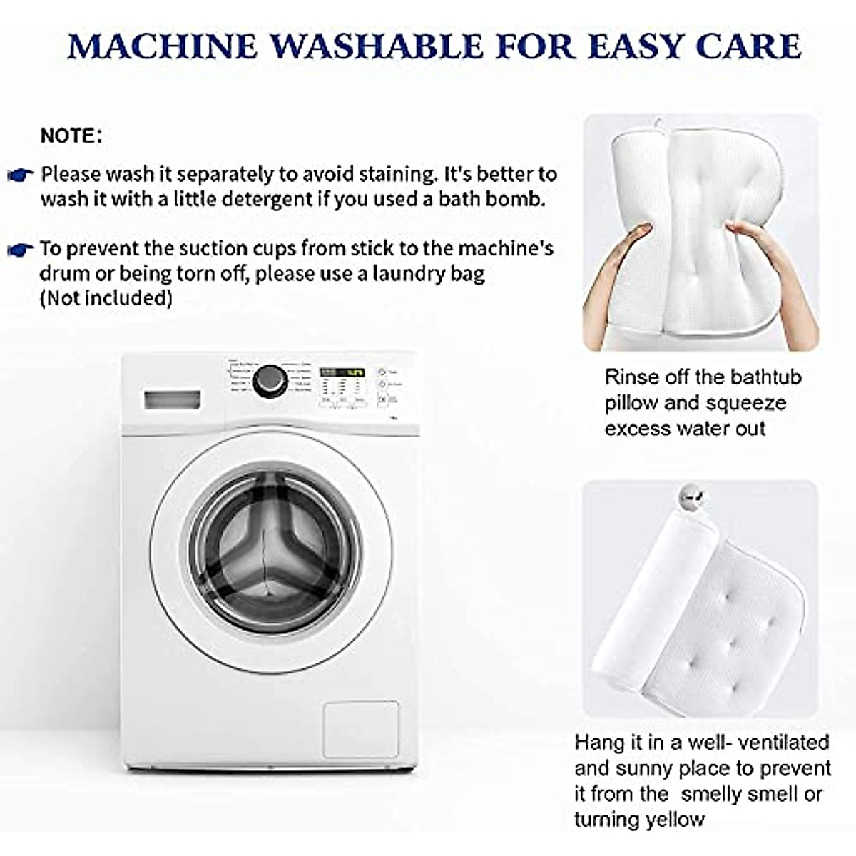 OMYSTYLE Bath Pillow for Tub, Bathtub Pillows with Soft 5D Air Mesh & 5 Large Suction Cups, Quick Dry Spa Bath Pillow for Neck, Head, Shoulder and Back Support - Soft, Non-Slip, Extra Thick