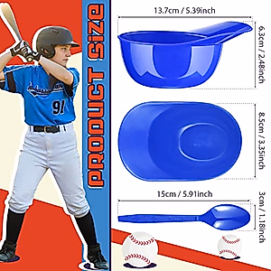 Nuogo Baseball Helmet Ice Cream Snack Bowl and Disposable Taster Spoons Set Mini Baseball Party Favors Small Dessert Ice Cream Bowls Serving Candy Sundae Cups for Ice Cream Sundae Party Supplies (12)