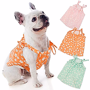 IECOii 3 Pack Dog Shirts, Sleeveless Dog Vest, Floral Dog Tank Top, Soft Breathable Spring Summer Shirts for Dogs, Dog T Shirt, Puppy Shirts, Dog Suspenders, Dog Clothes for Cats Puppies Small Dogs