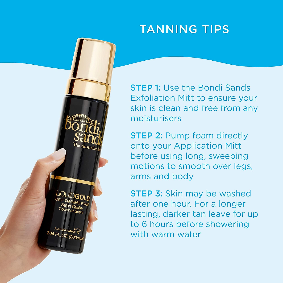 Bondi Sands Liquid Gold Self Tanning Foam + Application Mitt | Includes Lightweight Sunless Foam + Reusable Mitt for a Flawless Finish ($32 Value)