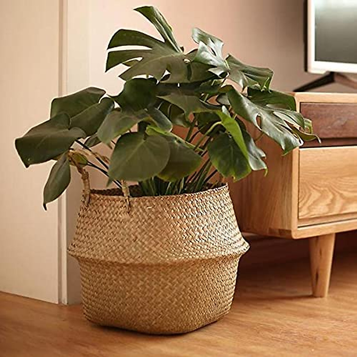 UXZDX Wicker Woven Basket Rattan Hanging Flowerpot Flowerpot Dirty Clothes Basket Storage Basket