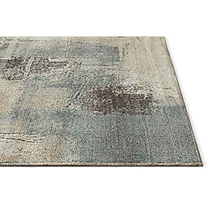 Well Woven Sandro Blue Tan Brown & Ivory Modern Abstract Short Pile Kilim Style (3'3" x 5') Area Rug Multi Color Pattern