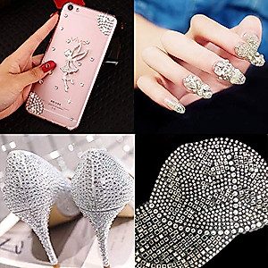 OUTUXED 5040pcs Clear Rhinestones for Crafts, Flatback White Nail Rhinestone Gems, Craft Glass Diamonds Stones with Tweezers and Picking Rhinestones Pen, SS6-SS20 Crystal
