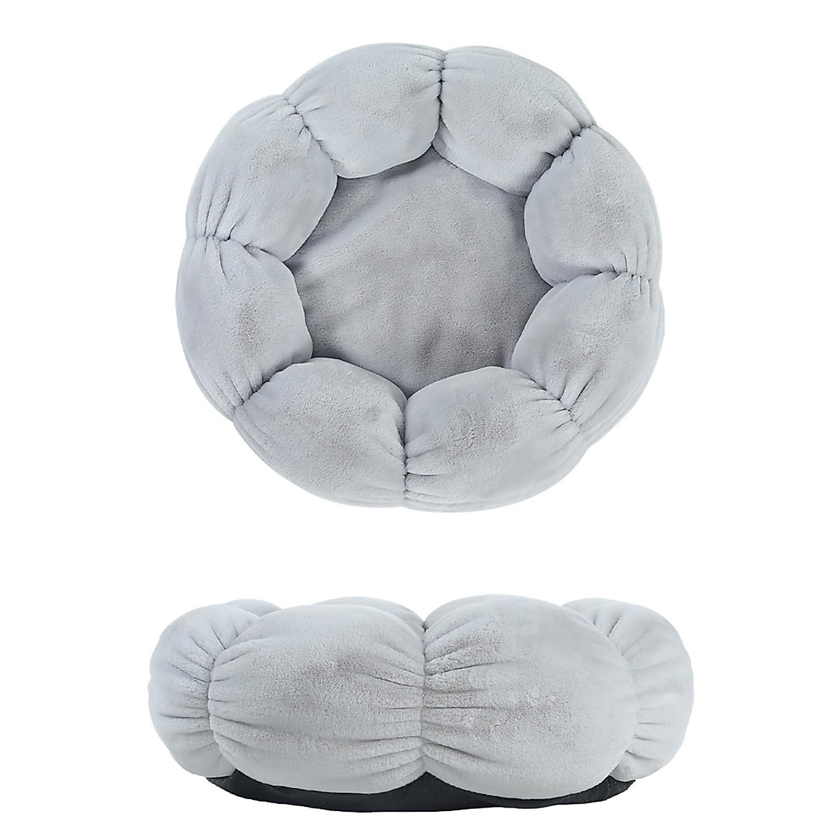 QWINEE Flower Shaped Cat Dog Bed Cat Bed Warm Soft Plush Warm Winter Nest Round Washable Non-Slip Pet Bed for Small Medium Dog Puppy Kitten Kitty Sleeping Grey S