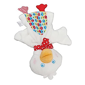Baby Stuffed Animals Blanket, Visual Development Soft and Bright Colors Plush Cartoon Baby Security Blanket for Kids More Than 3 Months for Soothing Towels (White)