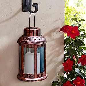 ANTING Solar Lantern, Outdoor Garden Hanging Lanterns, Waterproof LED Flickering Flameless Candle Mission Lights for Table, Outdoor, Party Decorative