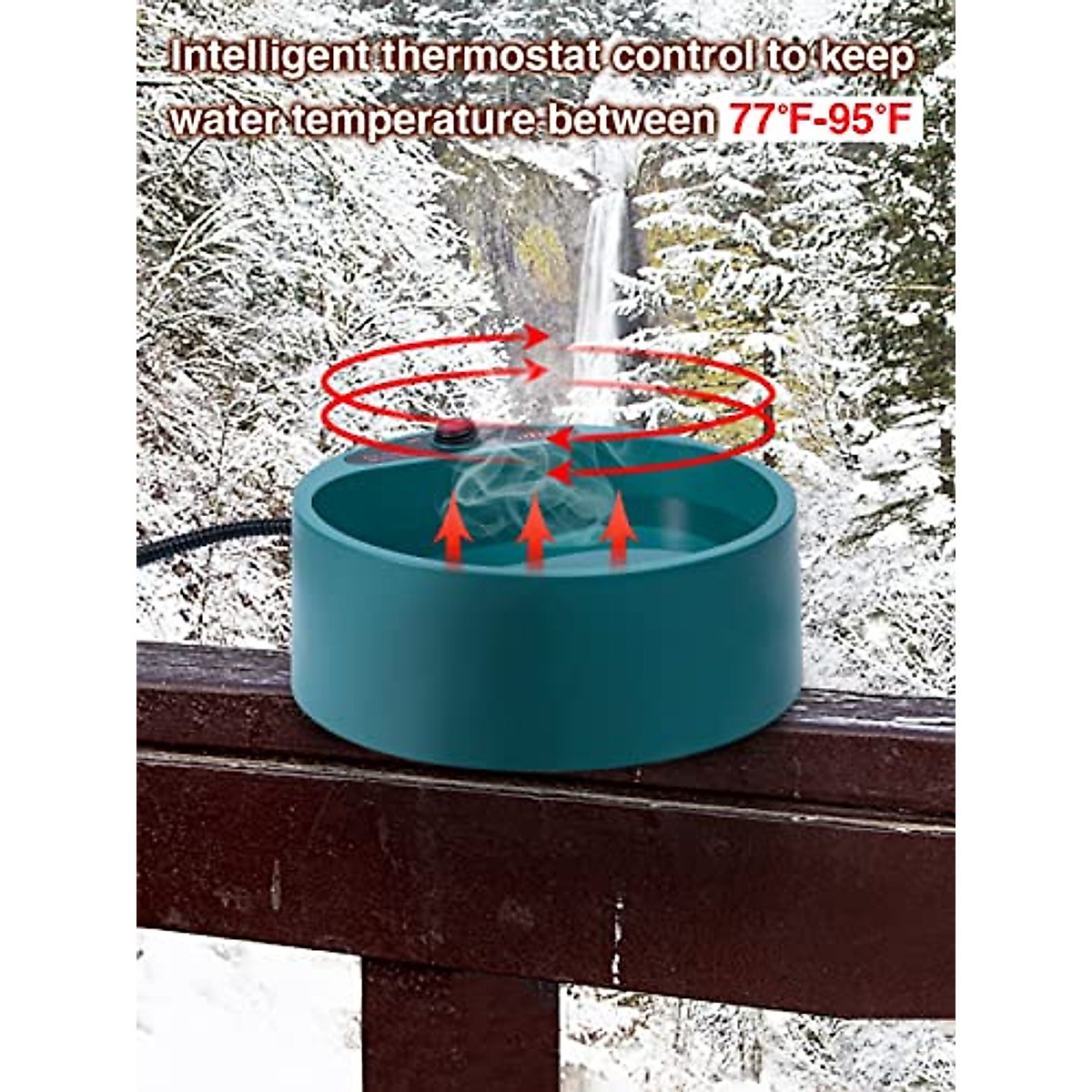 MEWTOGO Heated Bird Bath, 68 Oz Bird Baths for Outdoors 100W Deep Birdbath Heater Bird Water Feeder for Winter Garden Deck Yard Animals Wild Bird Pet Dogs Drink Water