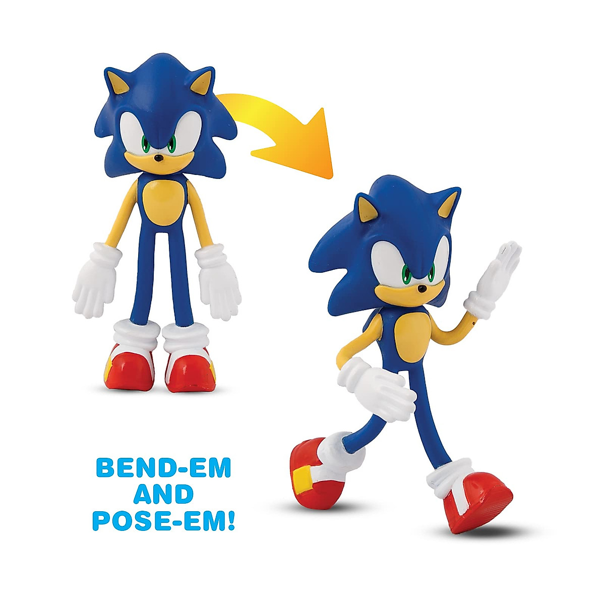 TCG Toys Bend-EMS - Sonic The Hedgehog - The Original Bendable, posable Actions Figures from The 90's are Back! Great Birthday Gifts for Kids, Boys, and Girls