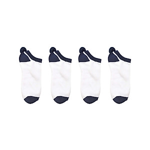 Everything Legwear Sock House Co. Pom Pom Socks (4 Pair) - Team Spirit Athletic Socks - Fits Ladies Shoe Size: 4-10 (Navy)