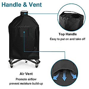 Westeco Cover for XL Big Green Egg, Accessories Extra Large Egg Kamado Joe Char-Griller Louisiana Ceramic Grill Heavy Duty Waterproof, Black, 35.5 inch Dia x 48 inch H