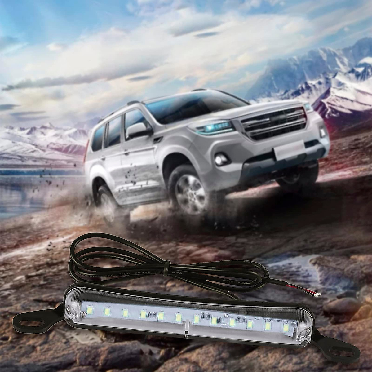 QODOLSI Pack-1 LED License Plate Light, Universal Car License Plate Light, Bright Running Light Reversing Lights LED License Plate Light (White)