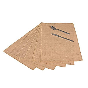 Jucos Products Burlap Placemats 12 x 17 Inch 100% Jute Rustic Tablemats Super Value Hand Made Placemats for Parties, Weddings, BBQ's, Holidays & Everyday Use Set of 6