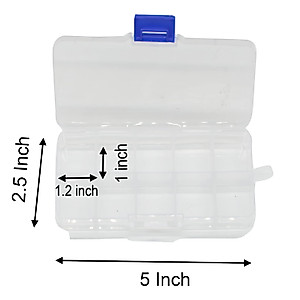 4 Pcs 10 Grids 5 Inch x 2.5 Inch Adjustable Small Removable Clear Plastic Jewelry Organizer Divider Storage Box Jewelry Earring Tool Containers (White (10-Grid) 4pcs)