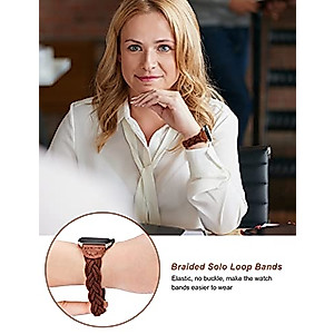 Wearlizer Stretchy Braided Band Compatible with Apple Watch Bands Women 38mm 40mm 41mm 42mm 44mm 45mm 49mm Slim Elastic Solo Loop Strap Woven Bracelet for iWatch Ultra 2 Series 9 8 SE 7 6 5 4 3 2 1