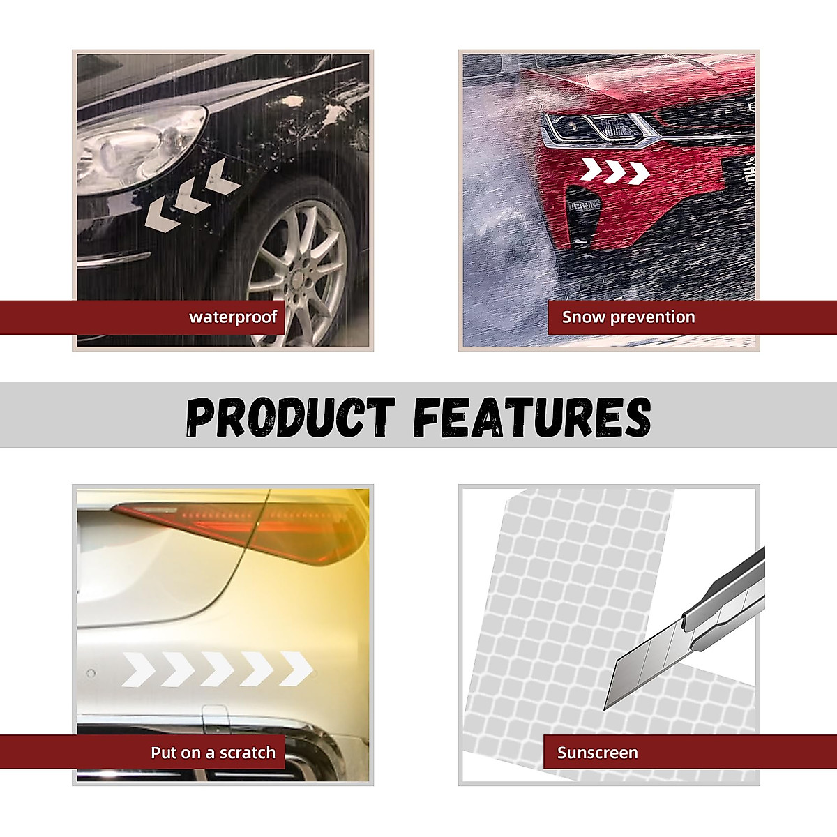 NTNEV 10PCS Arrow Reflective Stickers, Waterproof Vehicle Safety Warning Stripe Adhesive Decals, Bumper Body Helmets Stickers, Universal for Car, Truck, Motorcycle, Bicycle (White)