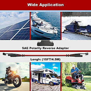 BBHEJJ 12AWG SAE Extension Cable, 15FT SAE to SAE Extension Cable Quick Disconnect Wire Harness, SAE Connector Cable for Solar Panel, Battery, Motorcycle, Cars, RV