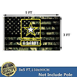 US Army Camouflage Flag 3x5 Outdoor Made in USA- American United States Army Star Black Military Flags Heavy Duty Fade Resistant Banner for Outdoor Indoor Garage Wall