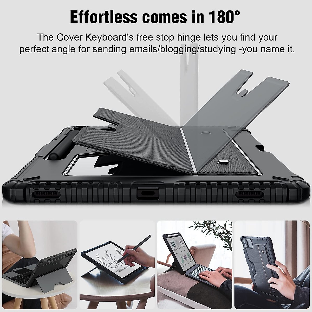 Nillkin Galaxy Tab S7 FE Keyboard Case 12.4 inch with Multi-Touch Trackpad and Camera Cover Compatible with Galaxy Tab S8 +/S7 +, Detachable Folio Keyboard Cover with S Pen Holder