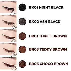 THESAEM Eco Soul Powerproof Super Slim Eyeliner - Smudge Proof Gel Eyeliner - Micro Precision Tip (2mm) - Highly Pigmented & Long-lasting Eye Makeup Glides on Smoothly, 0.1g (BK02 Ash Black)