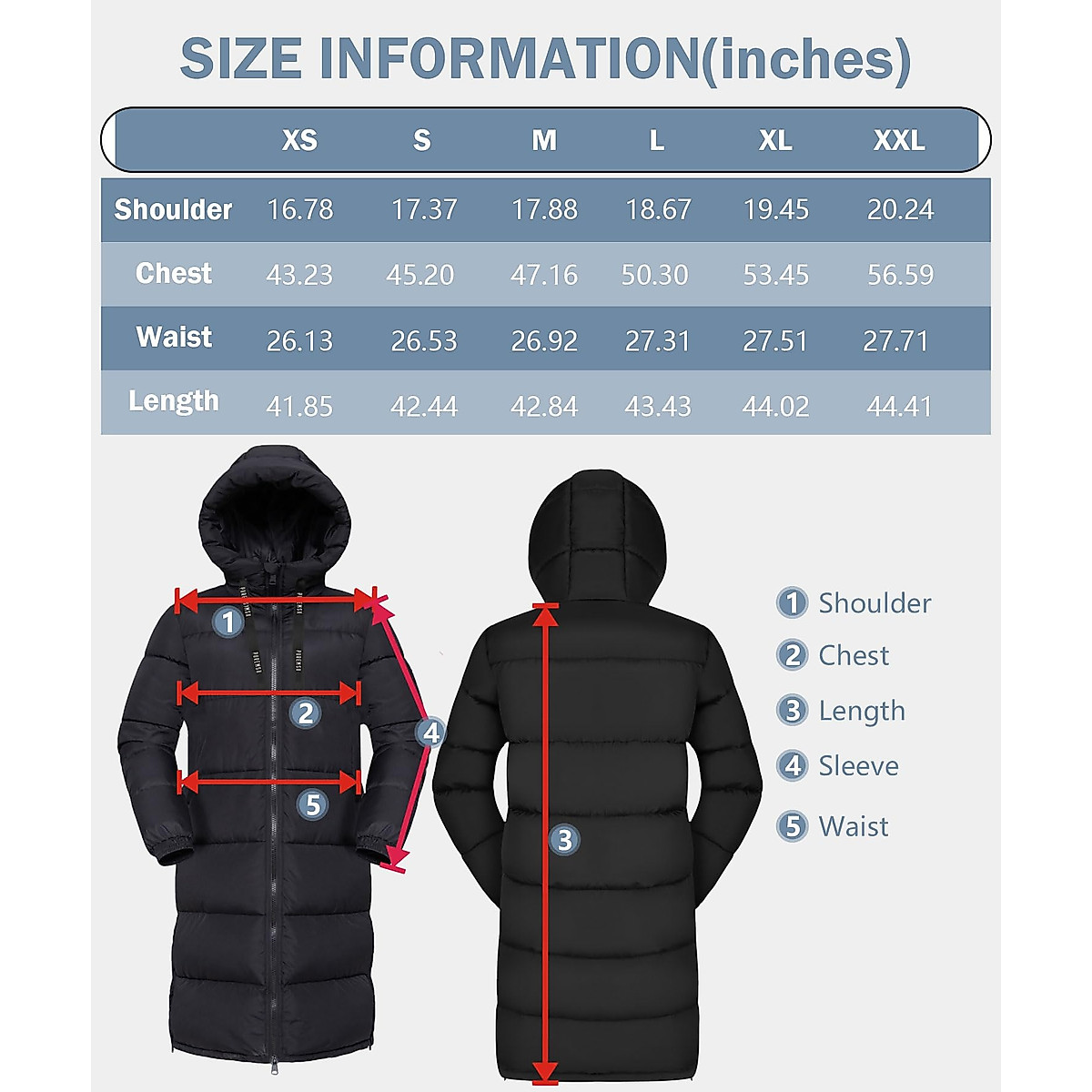 PUREMSX Winter Designer Insulated Parka, Womens Vegan Down Skiing Hiking Thick Arctic Warm Overcoat Quilted Long Jacket,White,Small