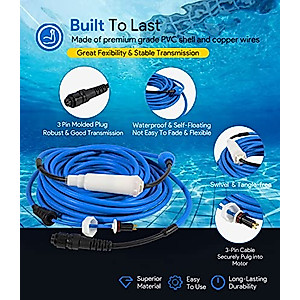 sixcow 9995873 DIY Swivel Cable 3 Wire, 18M, Replaces for Dolphin Pool Cleaners