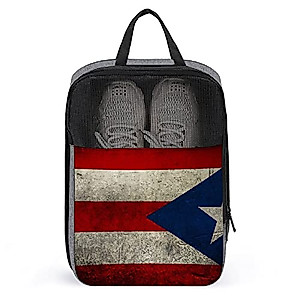 Frcavbin American Retro Puerto Rican Flag Travel Shoe Bag Shoes Carrier with Handle and Zipper Foldable Shoe Puches Organizer for Home storage School starts
