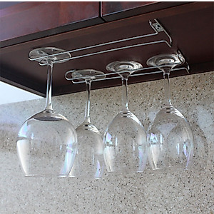 Top Stage DisplayGifts Wine Glass Stemware Chrome Rack Holder Hanger For Kitchen Home Bar Mount Under Cabinet Pack of 4