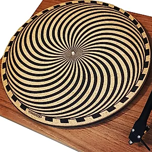 TazStudio Cork Turntable Mat for Better Sound Support on Vinyl LP Record Player - Original Geometric Design- Storm Art [3mm Thickness]-m2
