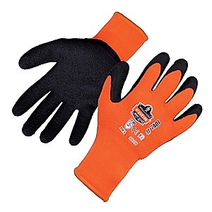 Ergodyne ProFlex 7401 Coated Winter Work Gloves, Latex Coated Palm, Thermal Fleece Lining, Orange