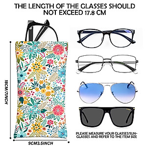 BHAHB 2 PCS Glasses Eyeglass Sunglasses Case Pouch Soft PU Leather Cute Aesthetic with Cleaning Cloth for Unisex Women Girls-Flowers