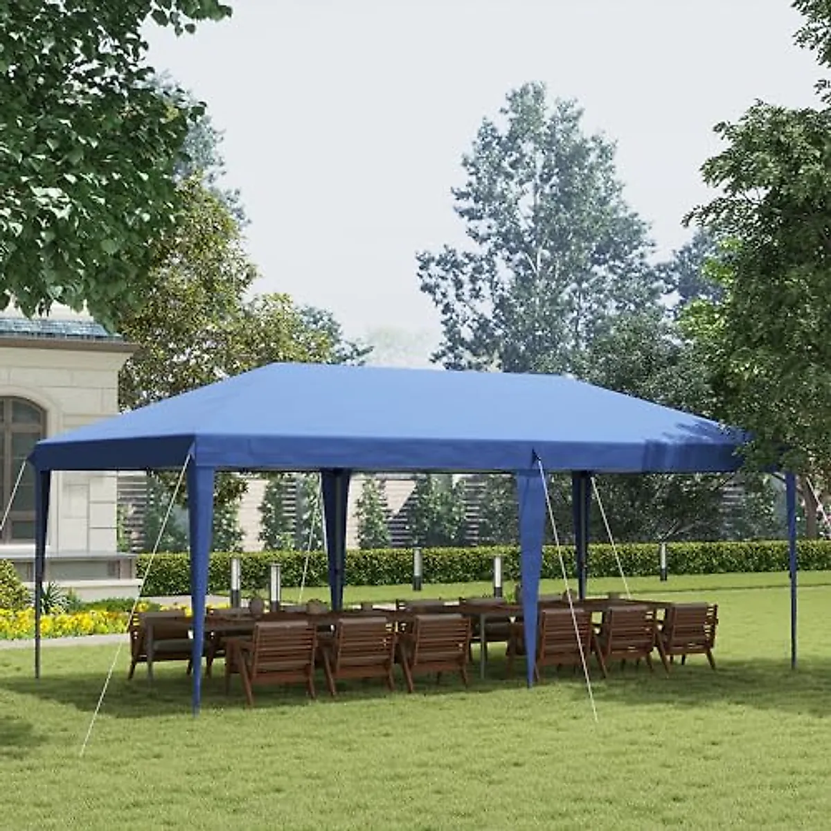 Outsunny 10' x 20' Pop Up Canopy Tent, Upgraded Heavy Duty Tents for Parties, Outdoor Instant Gazebo Sun Shade Shelter with Carry Bag, for Catering, Events, Wedding, Backyard BBQ, Blue