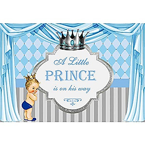 Baocicco 5x3ft Polyester Backdrop Royal Blue Prince Baby Shower Backdrop Crown Blue Curtains A Little Prince is on His Way Photography Background Royal Celebration Little Prince Portrait