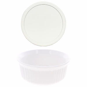 CorningWare French White 1.5 Quart Oval Casserole Bundle: 1.5 Oval with Plastic Lid