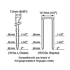 Estwing EFL50Q Pneumatic 2-in-1 15.5-Gauge and 16-Gauge 2" Flooring Nailer and Stapler Ergonomic and Lightweight Nail Gun for Hardwood Flooring with Interchangeable Base Plates, No-Mar Feet and Mallet