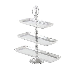 The Novogratz Aluminum 3 Level Tiered Server, 18" x 6" x 19", Silver